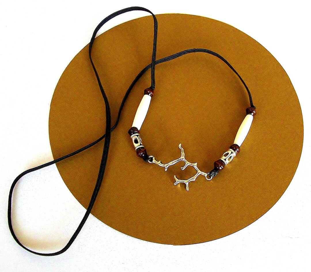 Loc Tie: Antique Silver Branch and Bone Loc Tie - Etsy