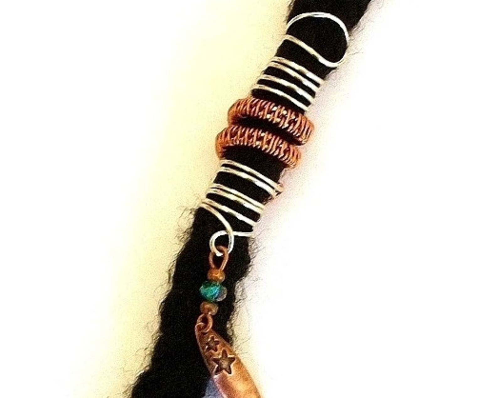Dreadlock Jewelry Copper and Silver Feather Charm Loc Jewel - Etsy