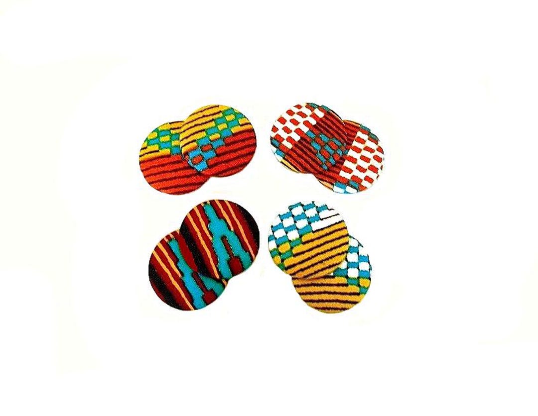 Button Fab - Traditional Multi-color African Kente Print Fabric Buttons ...