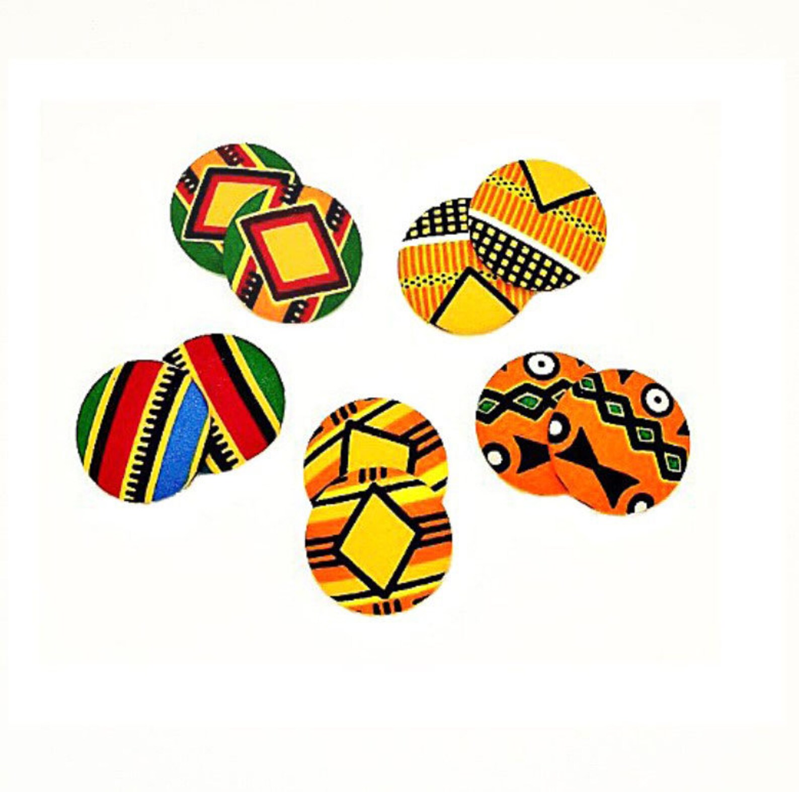 Button Fab - Traditional Multi-color African Kente Print Fabric Buttons ...