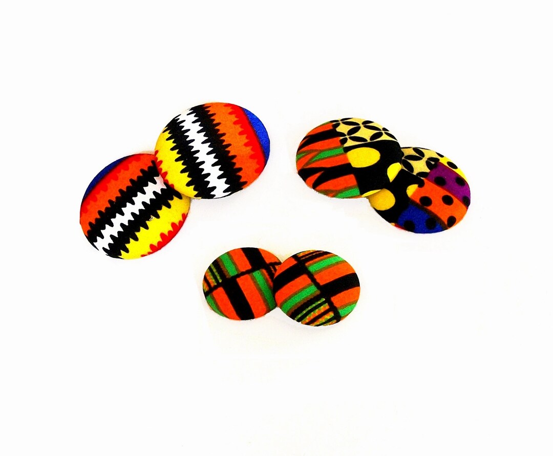 Earring Fab - African Kente Patchwork-print Buttons - Etsy