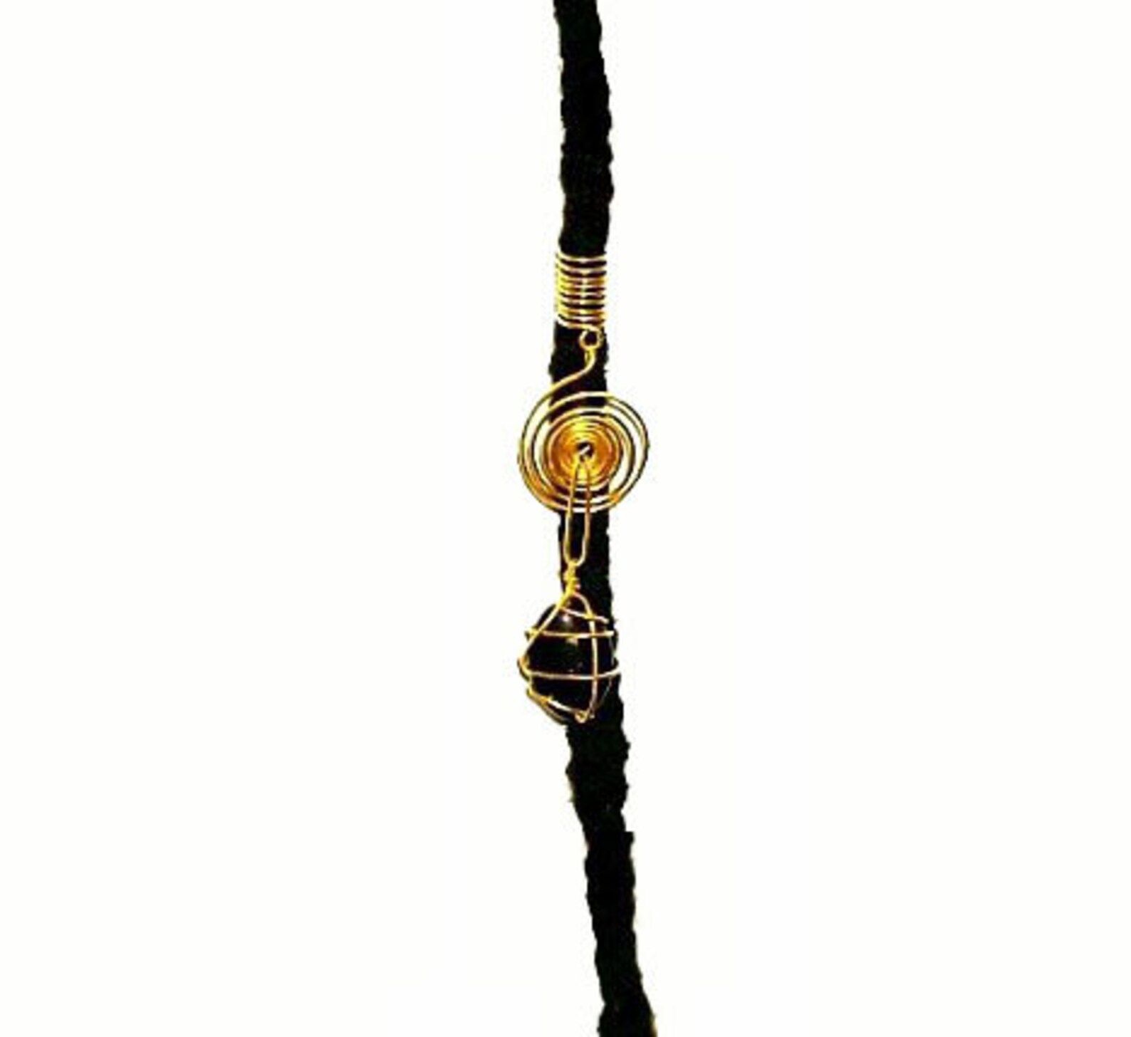 Dreadlock Jewelry Golden Swirl and Wire-wrapped Bead Pendant - Etsy