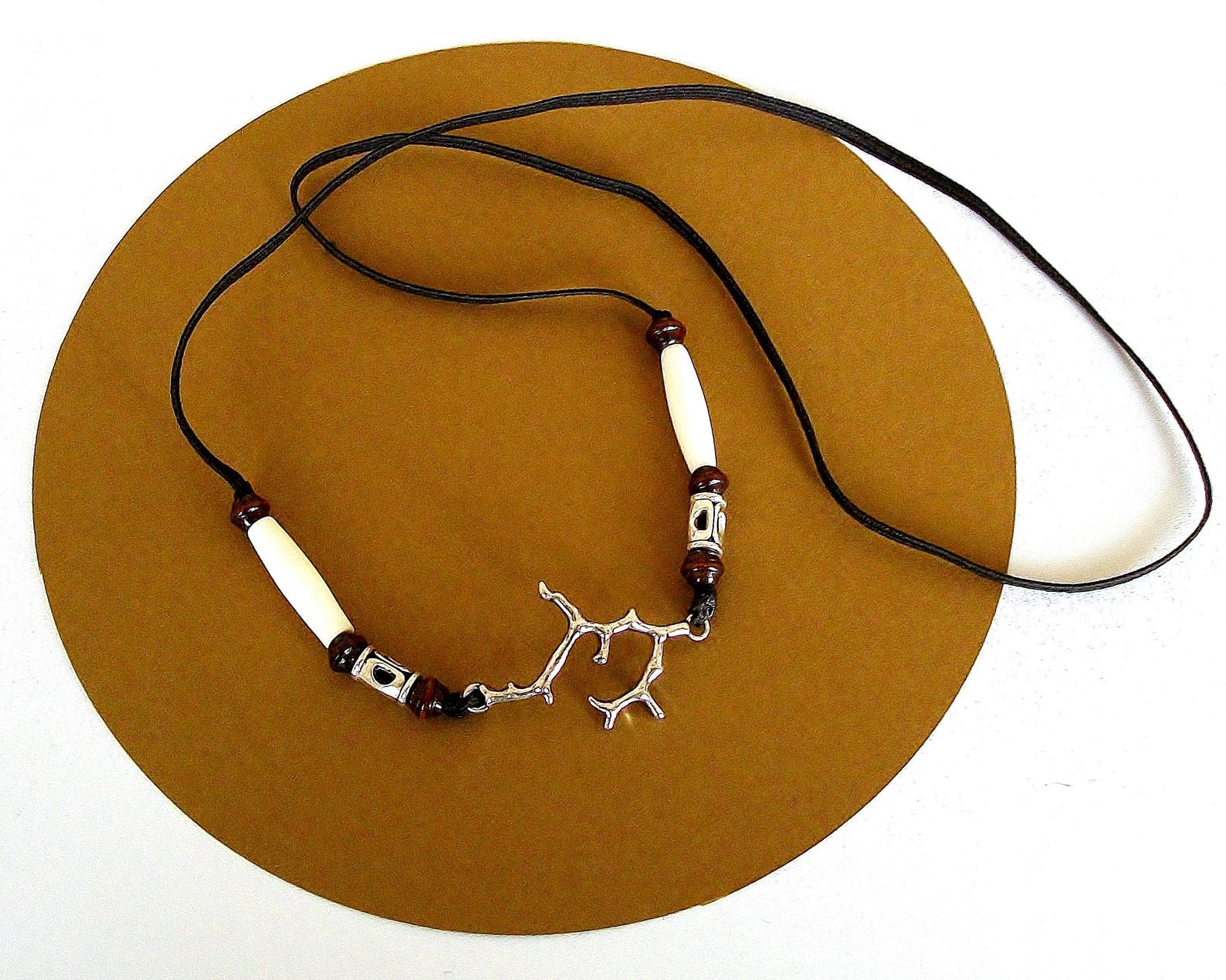 Loc Tie: Antique Silver Branch and Bone Loc Tie - Etsy