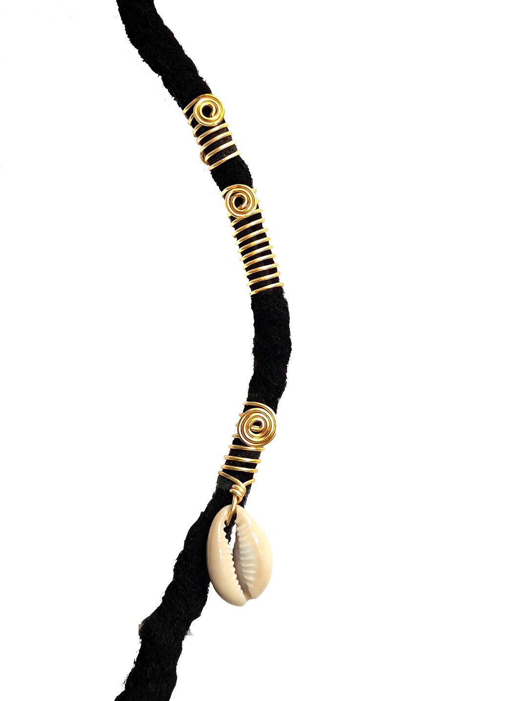 Dreadlock Jewelry - Gold Swirl-design Cowrie Loc Jewel and Accent ...