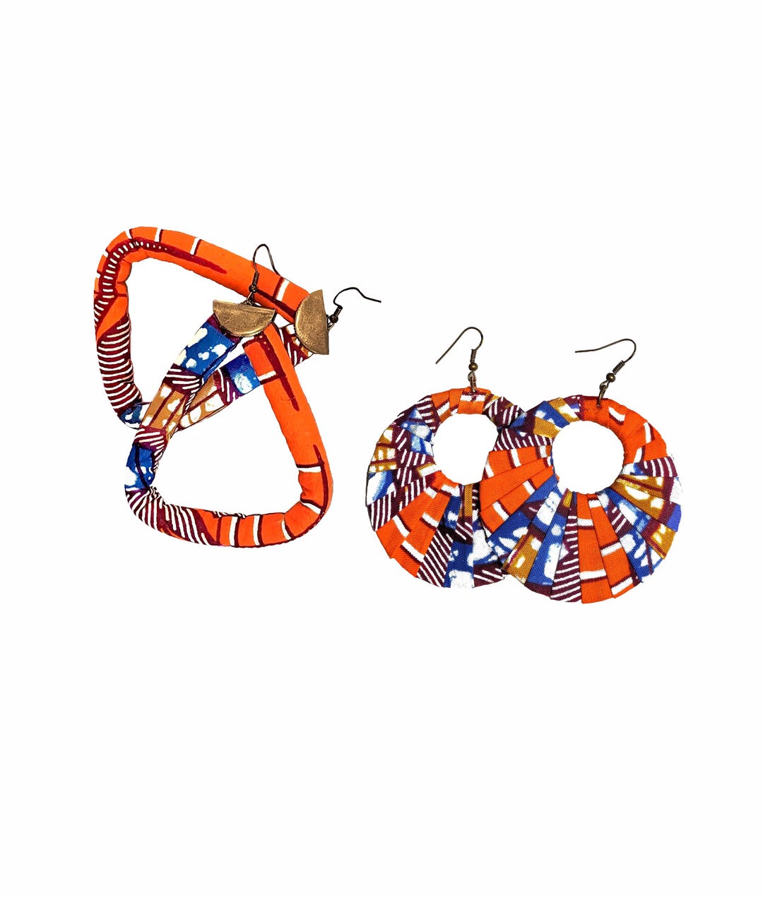Earring Fab - African Wax Print Triangle Cord Hoops (reshapable) or ...