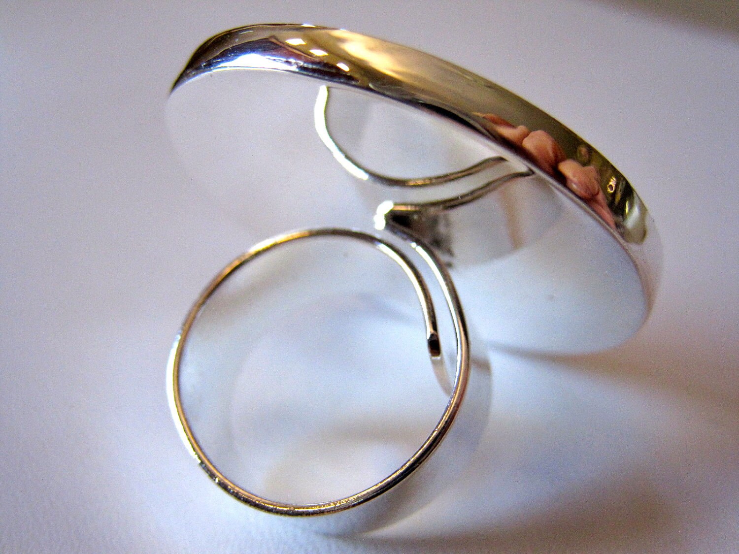 Ring Base Large Round Adjustable Polished Silver Overlay | Etsy