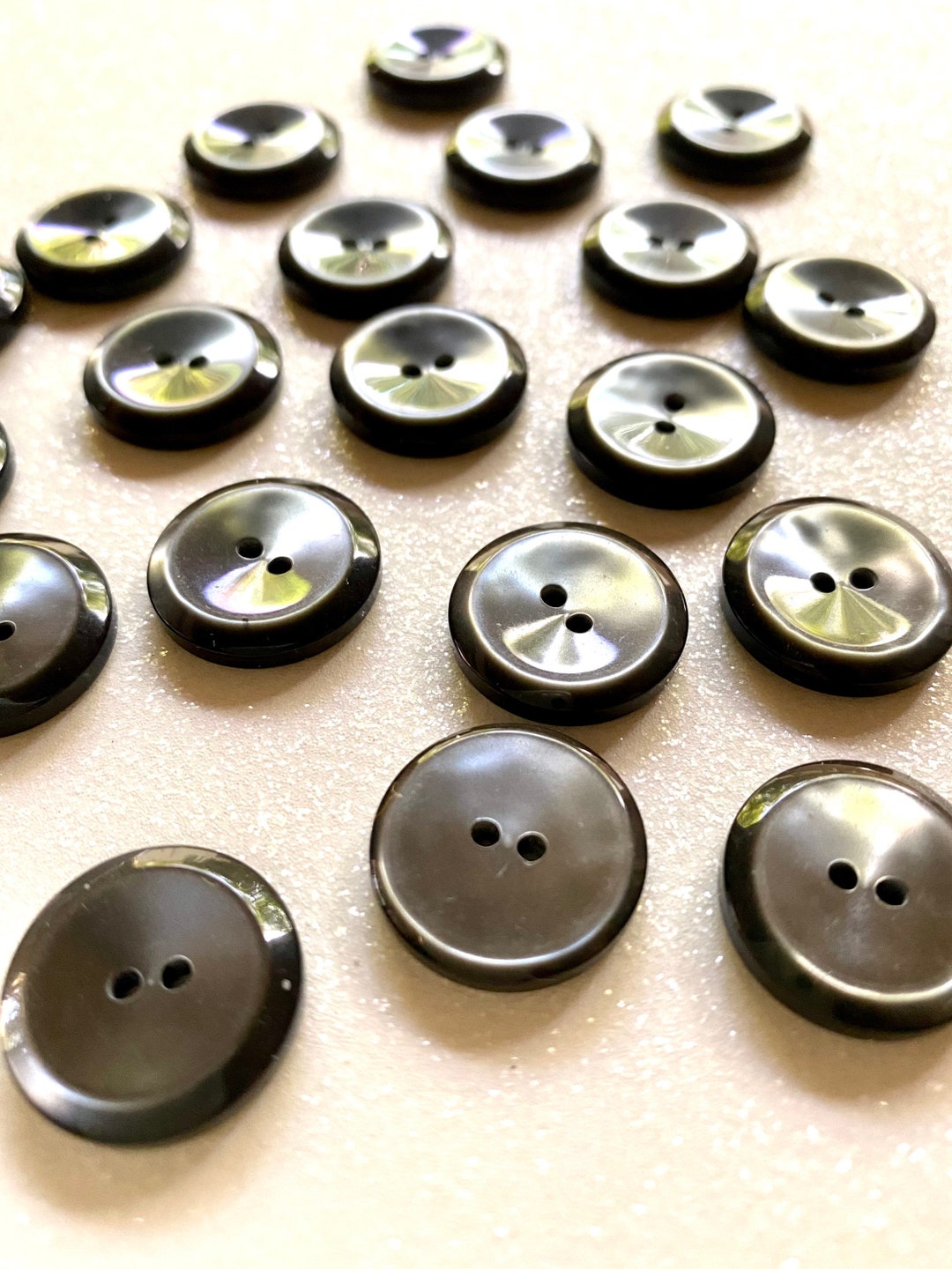 22 Vintage 18mm Small Gray Round 2 Holes Plastic Buttons Lot of 22 by ...