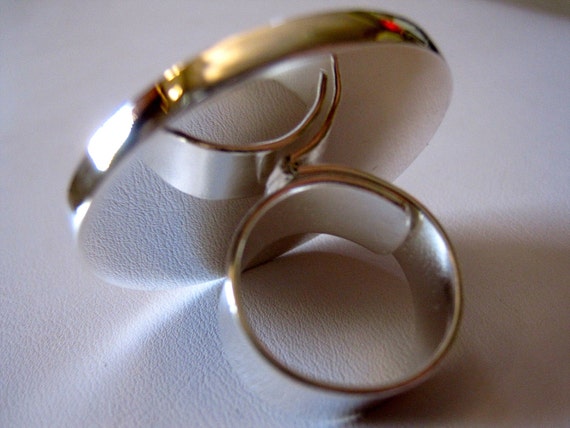 Ring Base Large Round Adjustable Polished Silver Overlay | Etsy