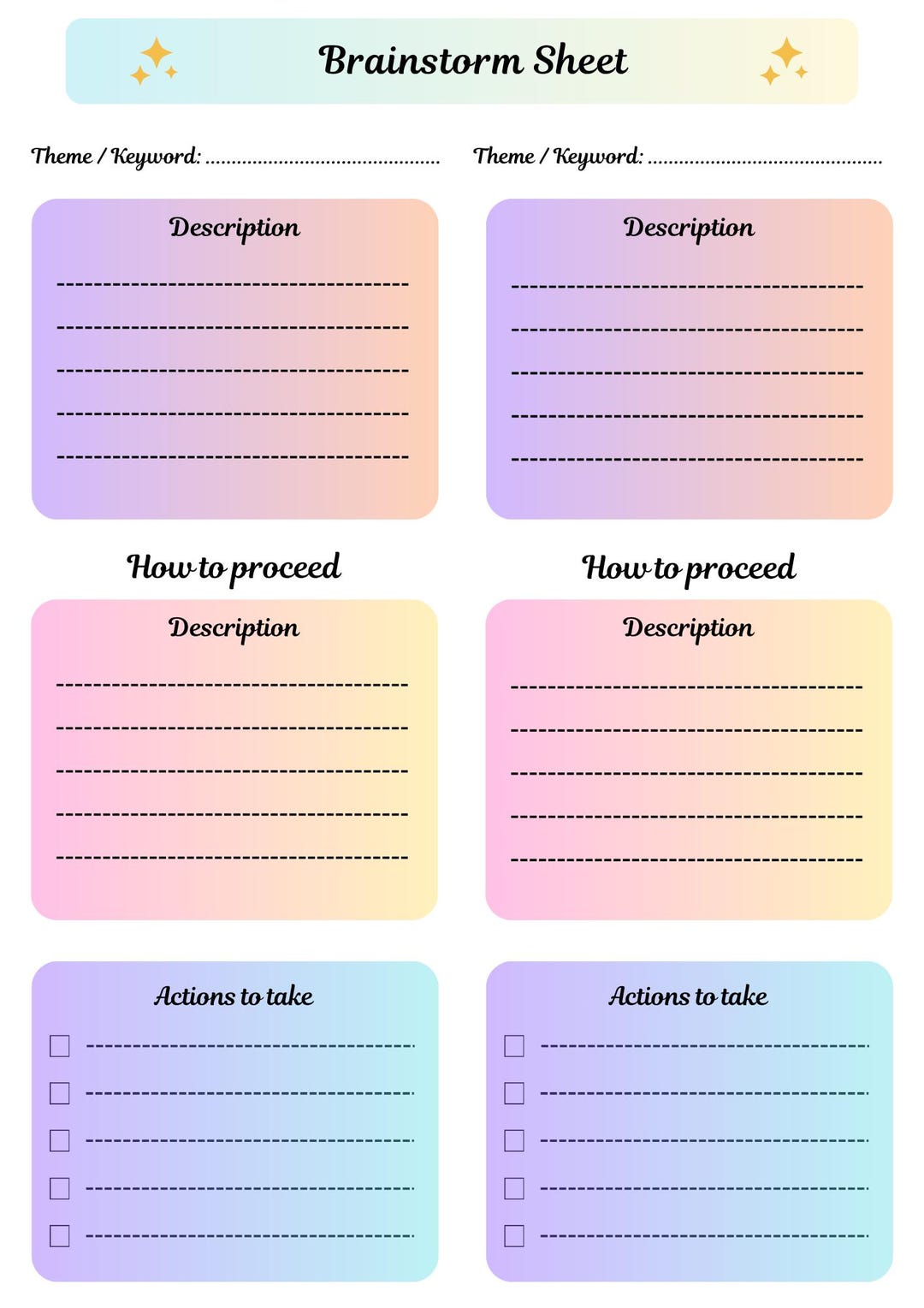 Brainstorm Sheet Printable | Idea Organizer Worksheet | Study ...