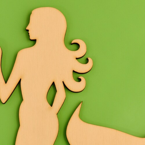 Mermaid large Wood Cut Out Laser Cut - Etsy