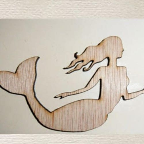 Mermaid large Wood Cut Out Laser Cut - Etsy