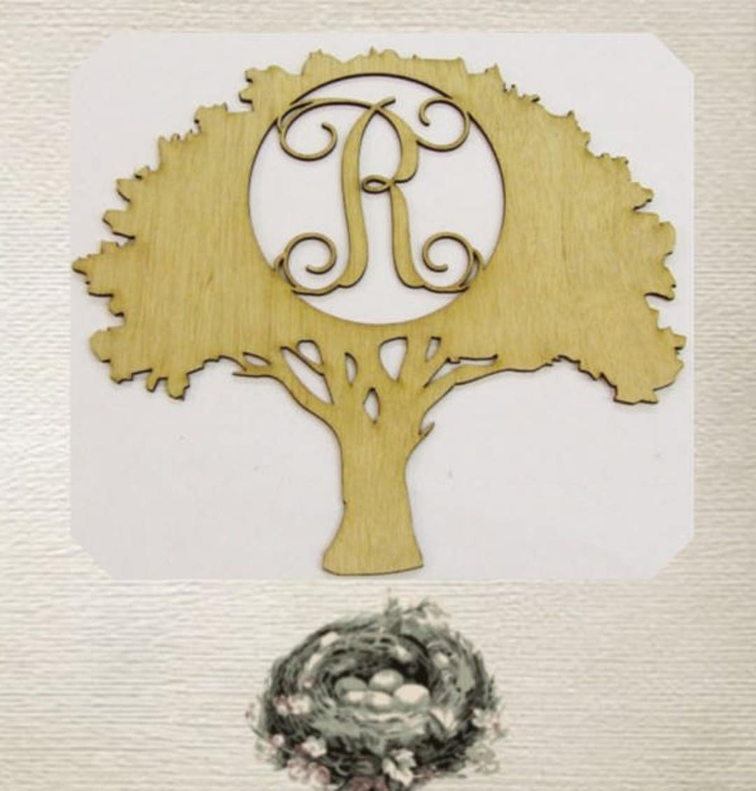 Single Initial Tree Monogram Wood Cut Out - Laser Cut - Etsy
