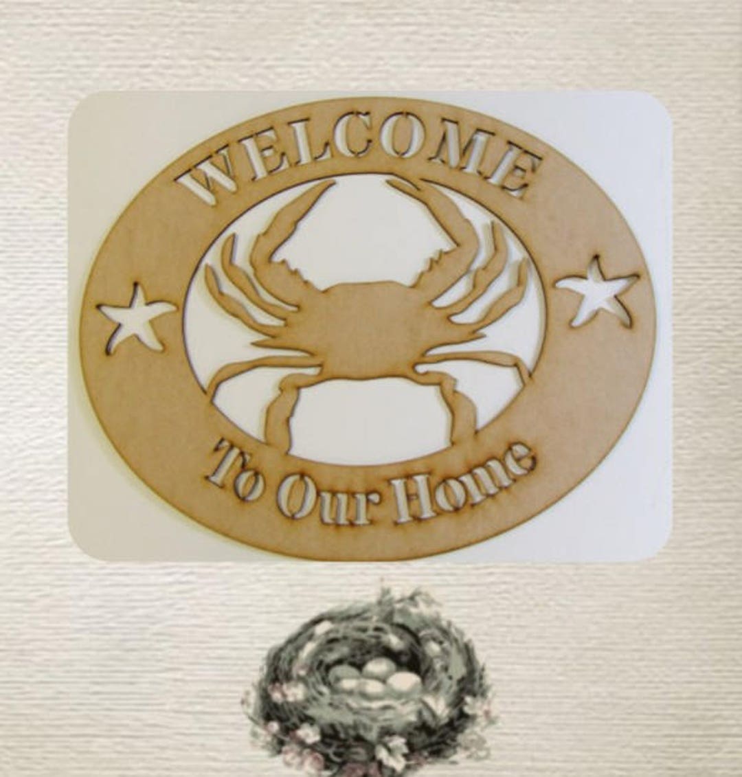 Crab Welcome Sign / Nautical Welcome/ Laser Cut - Etsy
