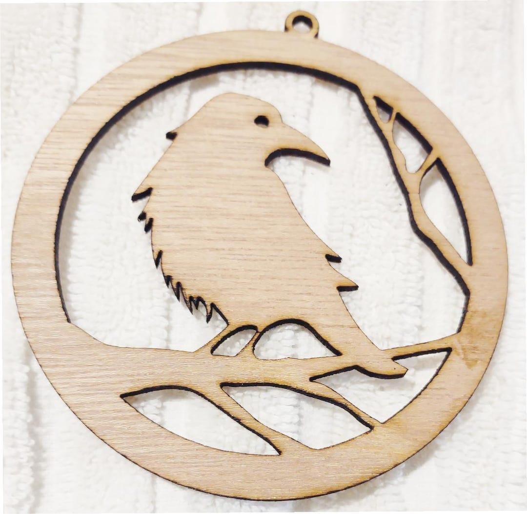 Raven / Crow Halloween Ornament / Laser Cut Wood - Etsy