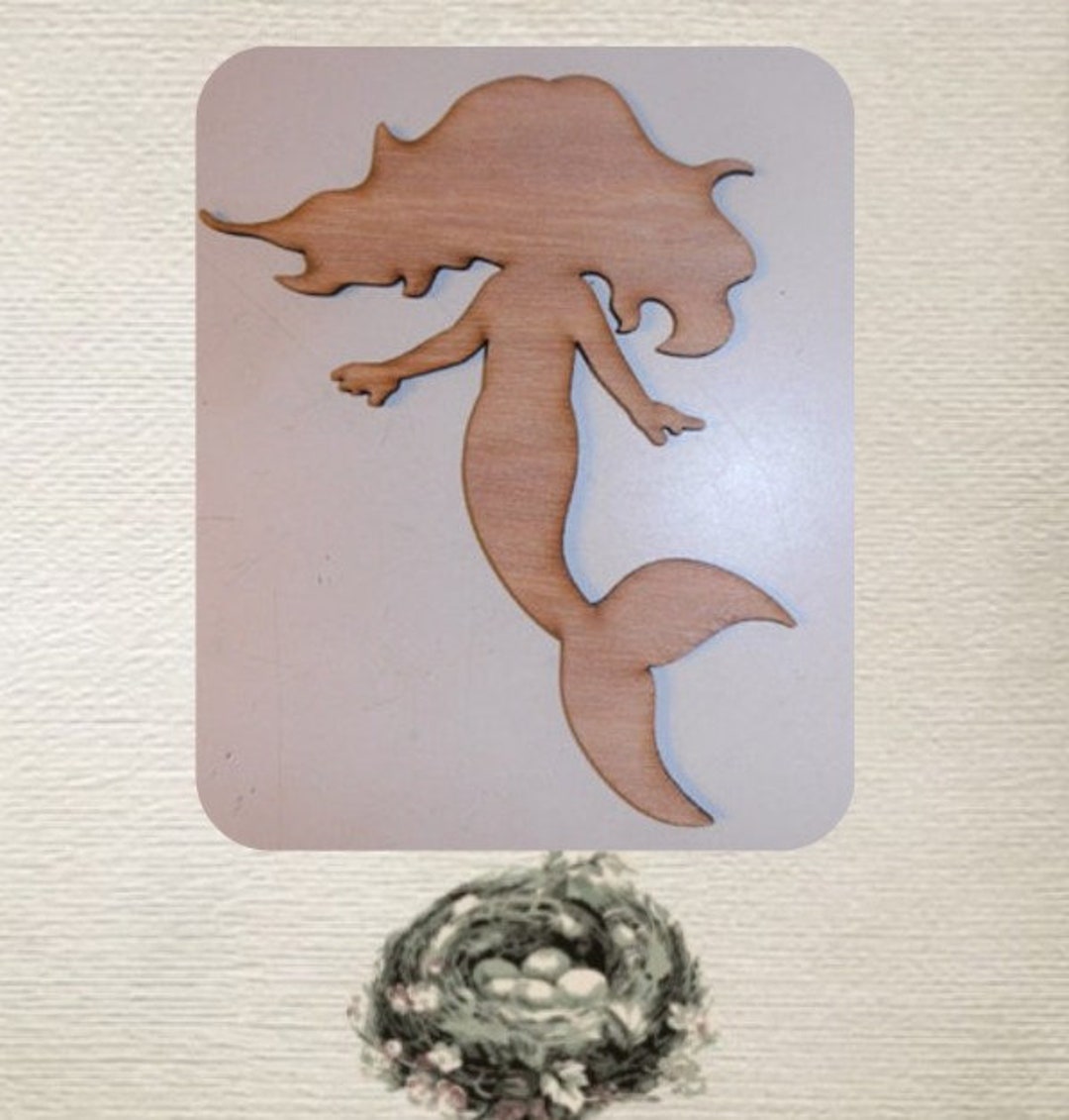 Baby Mermaid (medium) - Laser Cut Wood Cut Out - Etsy
