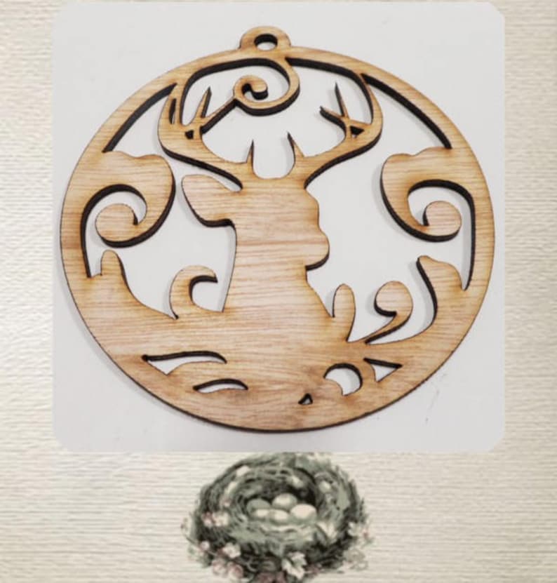 Deer / Buck Ornament - Laser Cut Wood - Etsy