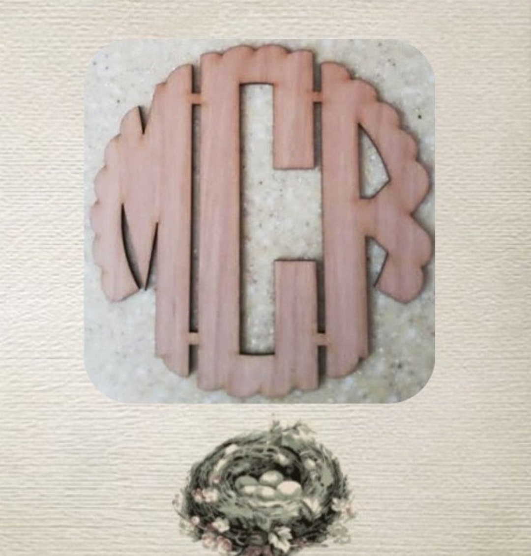 Fancy Edge Monogram Wood Cut Out - Laser Cut - Etsy