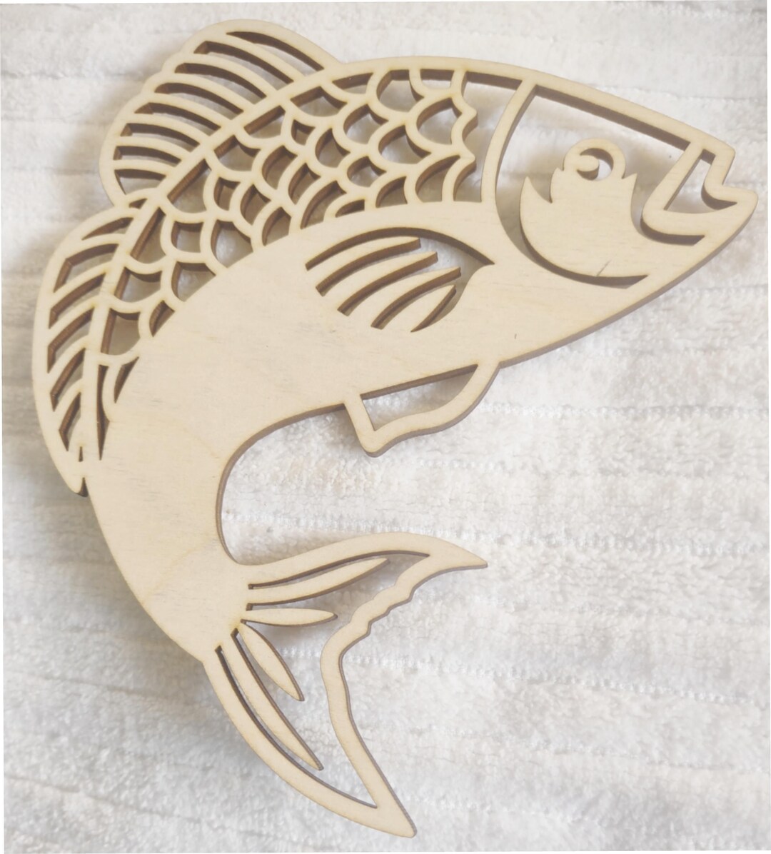 Fancy Jumping Fish Design (large ) Wood Cut Out - Laser Cut - Etsy