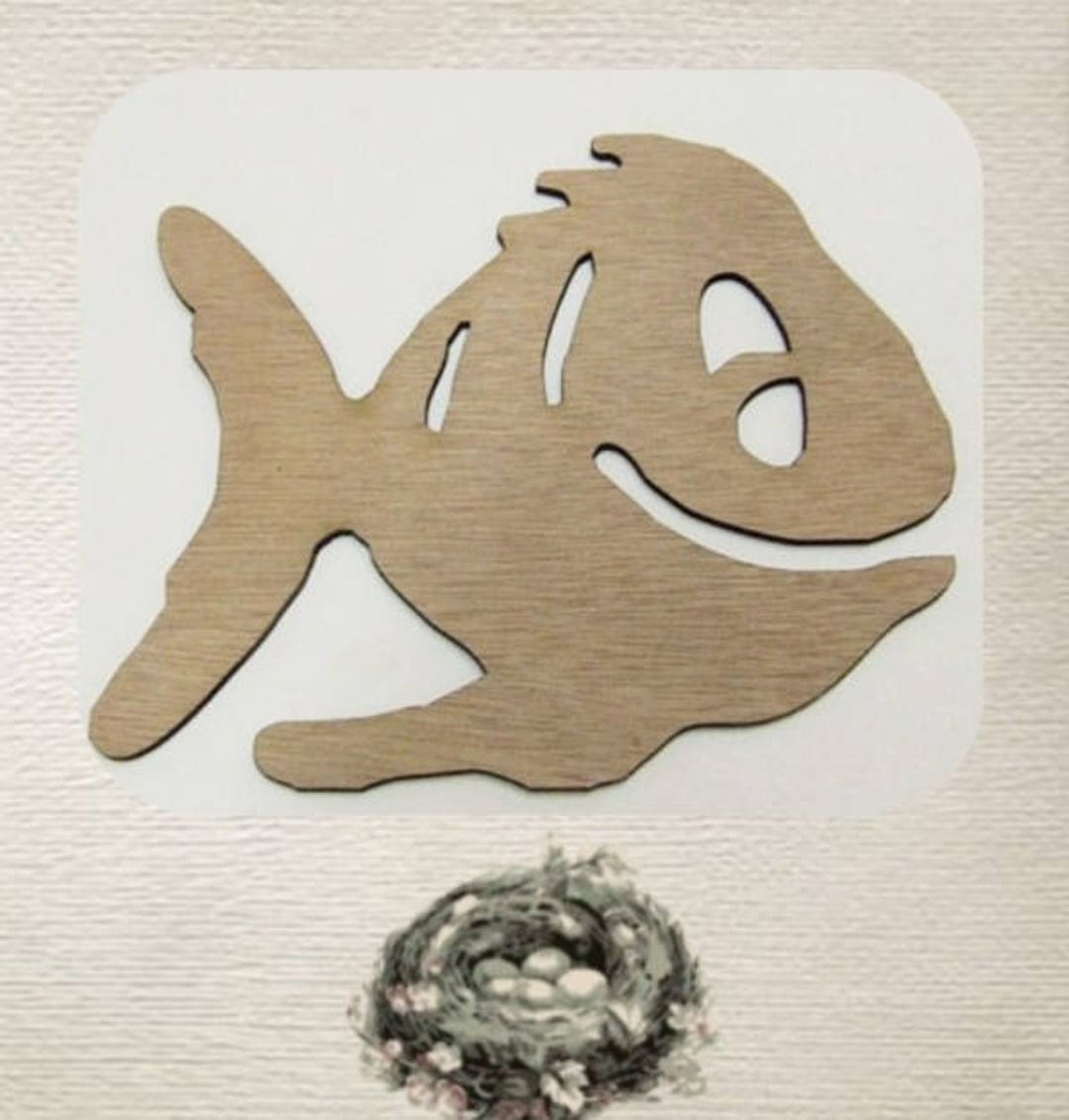 Happy Cartoon Style Fish Wood Cut Out - Laser Cut - Etsy