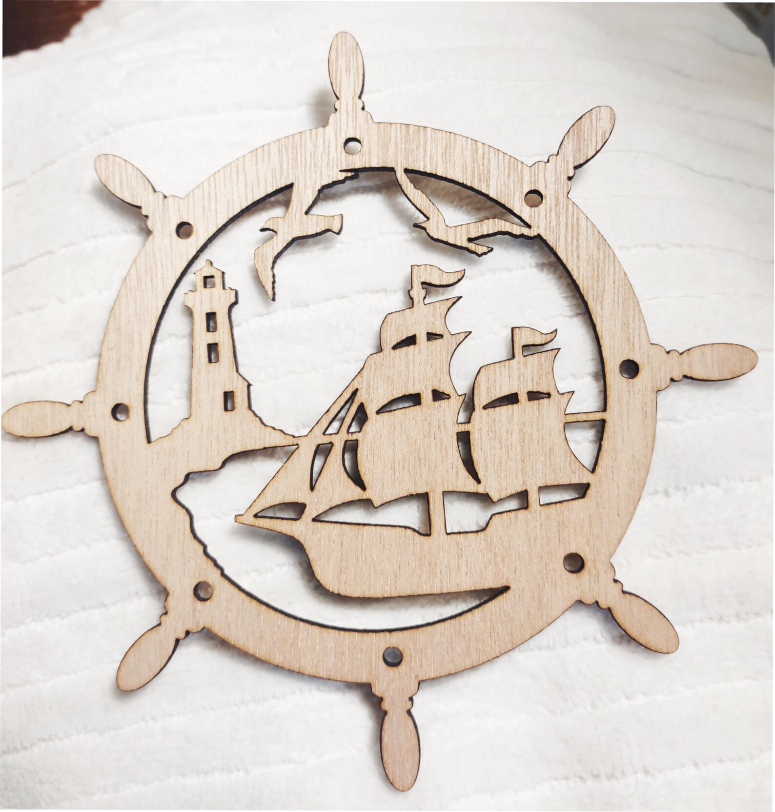 Ship Wheel Frame Nautical Design - Laser Cut Wood - Etsy