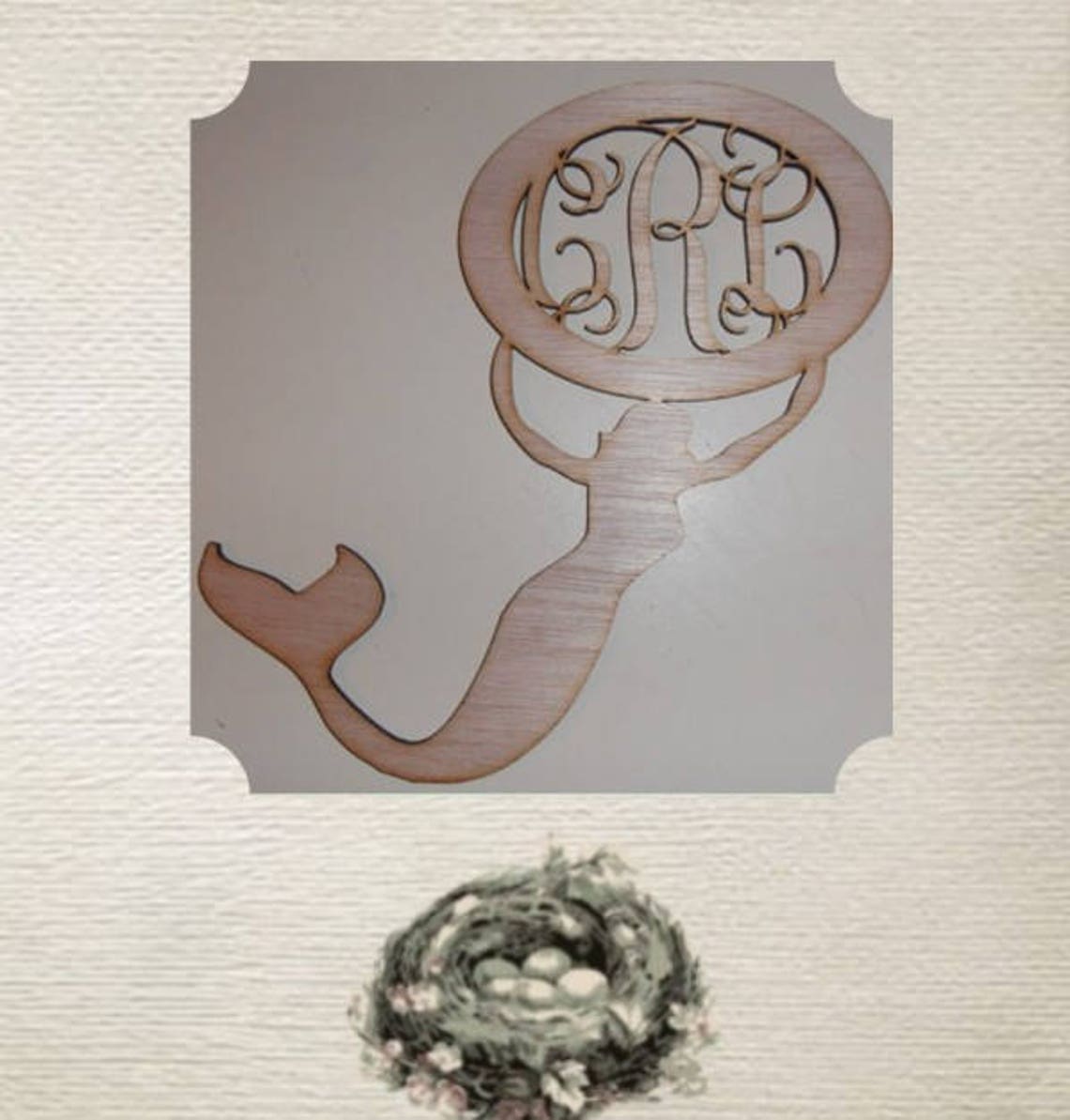 Mermaid Monogram Wood Cut Out Laser Cut Wood | Etsy