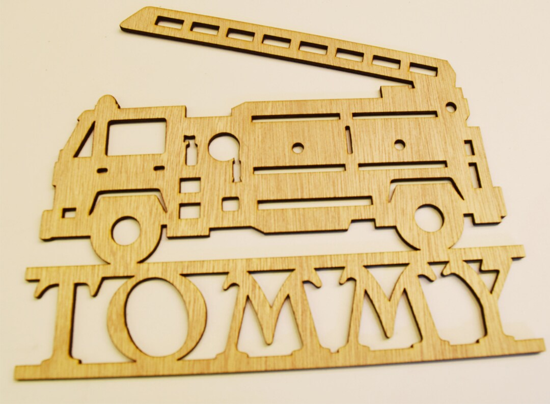 Fire Truck Monogram or Sign - Laser Cut Wood - Large - Personalized ...