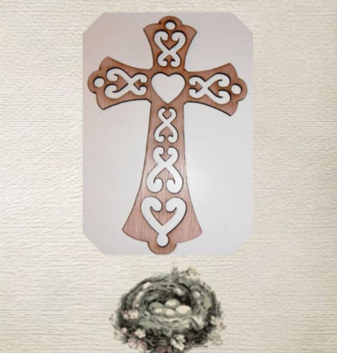Heart Cross Wood Cut Out - Laser Cut - Etsy