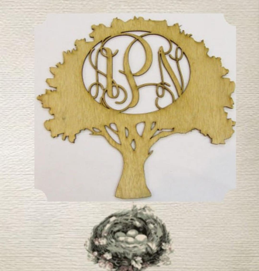 Tree Monogram Wood Cut Out - Laser Cut - Etsy
