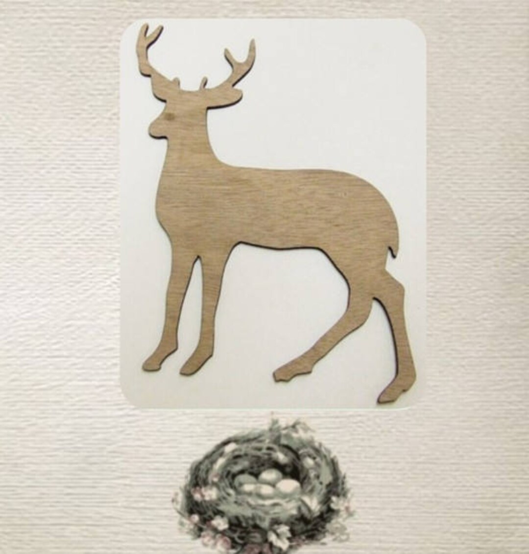 Antlered Deer Wood Cut Out - Laser Cut - Etsy