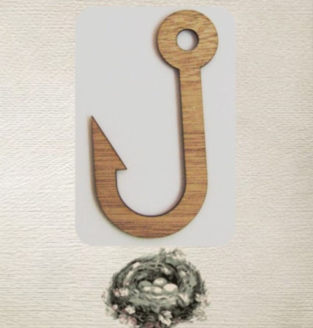 Fish Hook (medium) Wood Cut Out - Laser Cut - Etsy