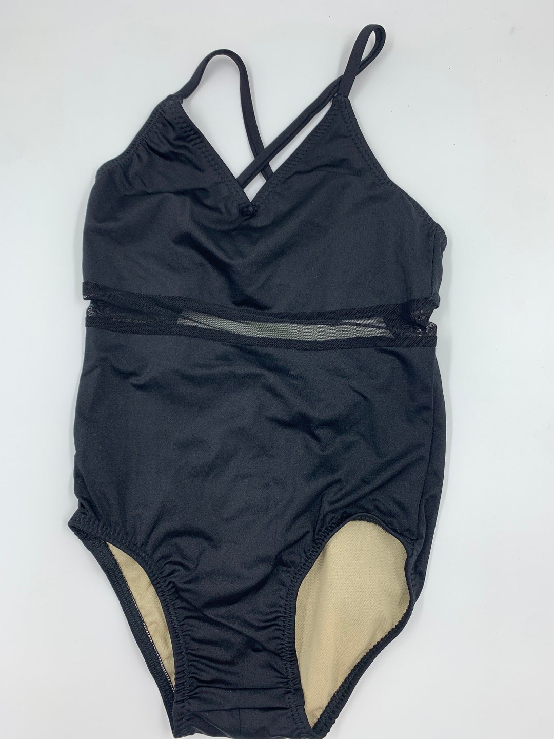 Black Leotard With Mesh Midriff Insert - Etsy