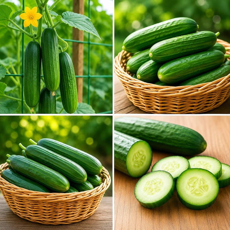 Beit Alpha Cucumber Seeds | Heirloom Burpless Vegetable Garden Variety ...