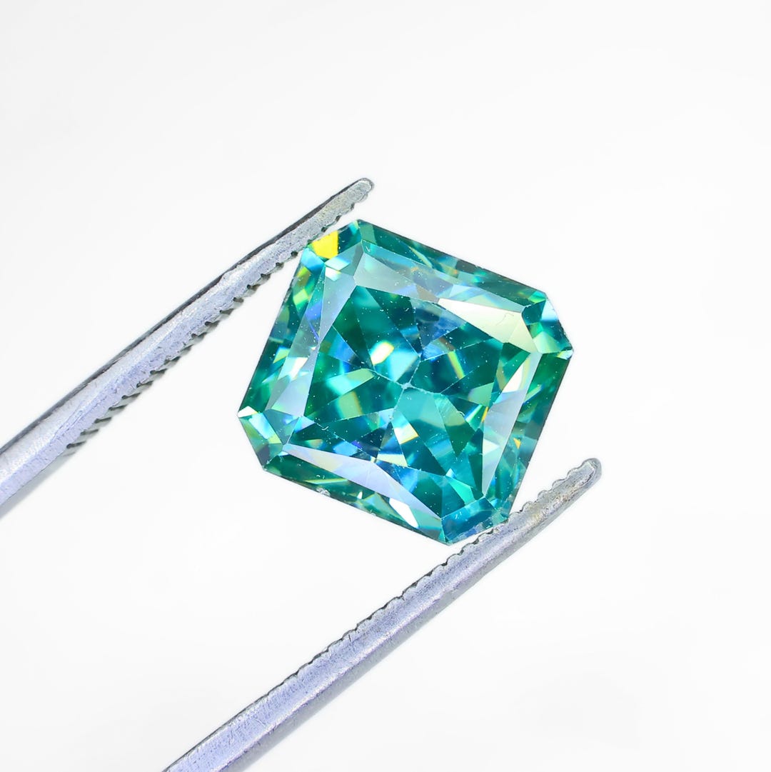 Moissanite Cut 4.50ct Faceted Gemstone | Green Cushion Moissanite ...