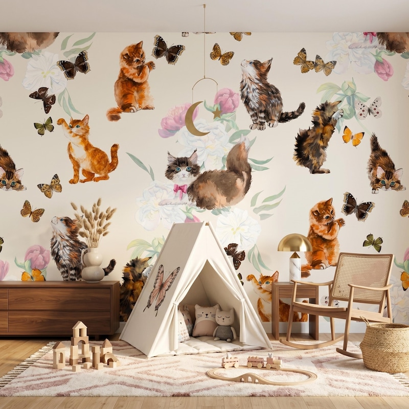 Boho Cats Wallpaper - Etsy