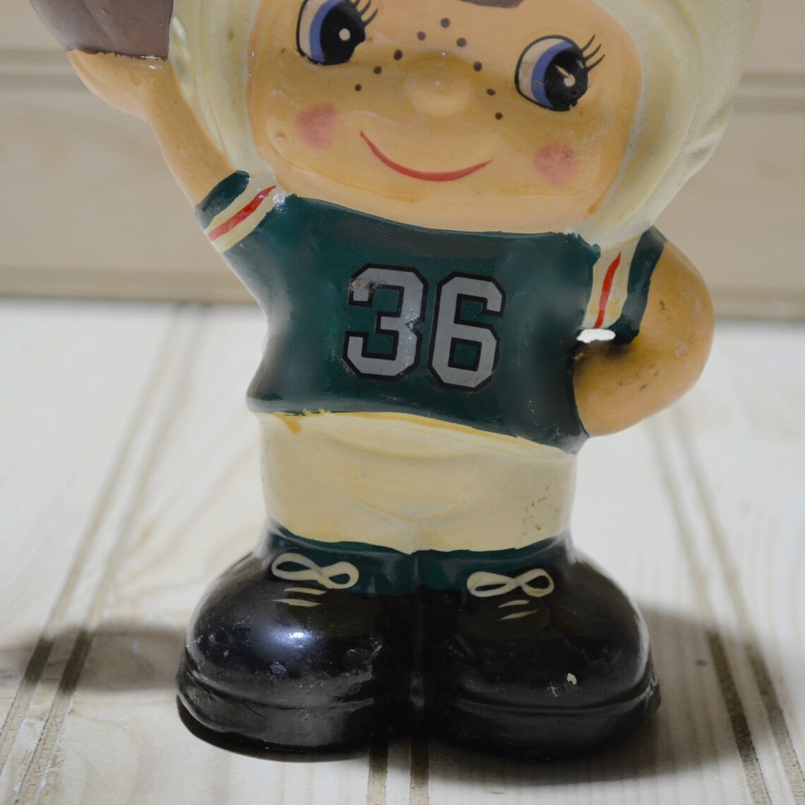 Vintage Ceramic Football Player Bank - Etsy