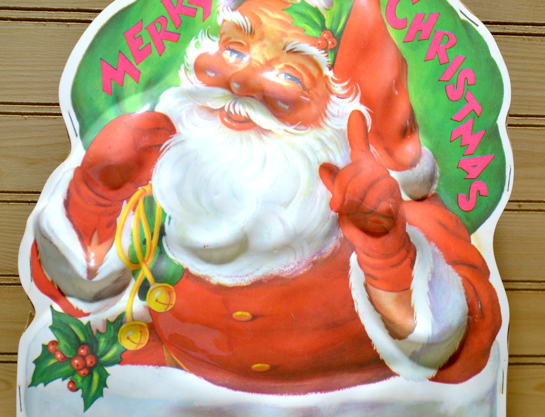 Vintage 3D Molded Plastic Santa Claus Wall Hanging Decor Christmas ...