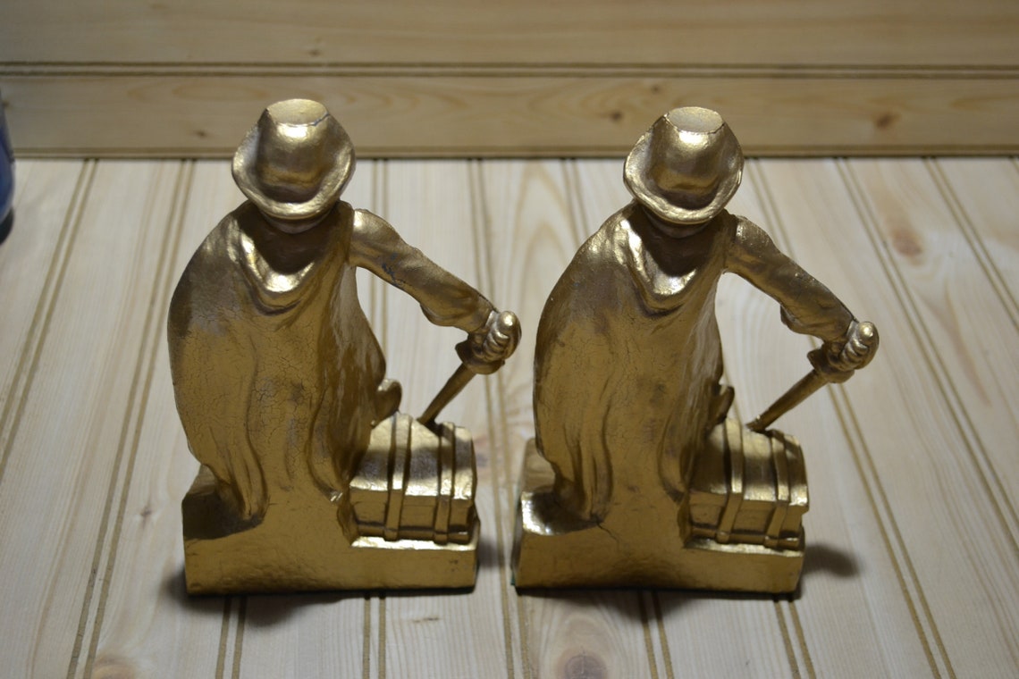 Vintage Casted Metal Bookends Pirate Buccaneer Gold Colored Set of 2 - Etsy