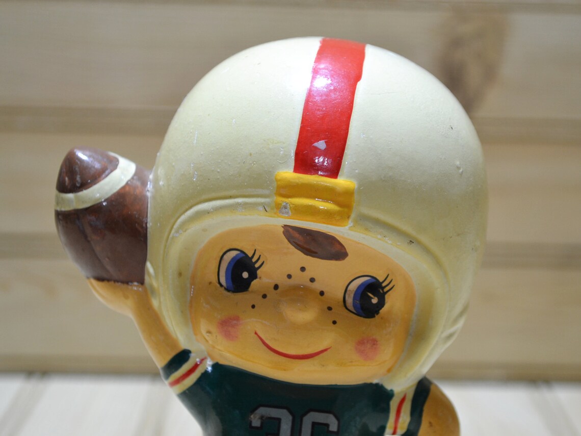 Vintage Ceramic Football Player Bank - Etsy