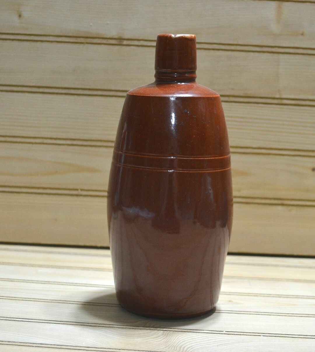 Vintage Stoneware Bottle Jug Jar Vase Brown Farm Primitive Rustic ...