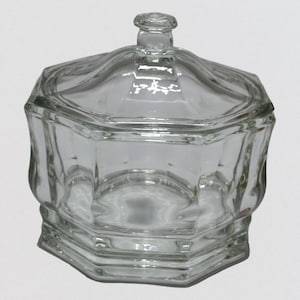 Vintage Clear Glass Octagon Covered Candy Box Dish Concord Pattern ...