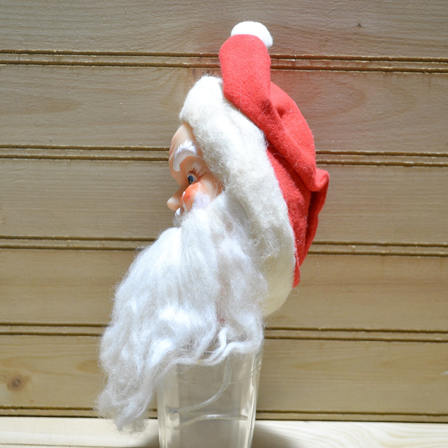 Vintage Rubber Face Santa Face Tree Topper Ornament 1950s Christmas ...
