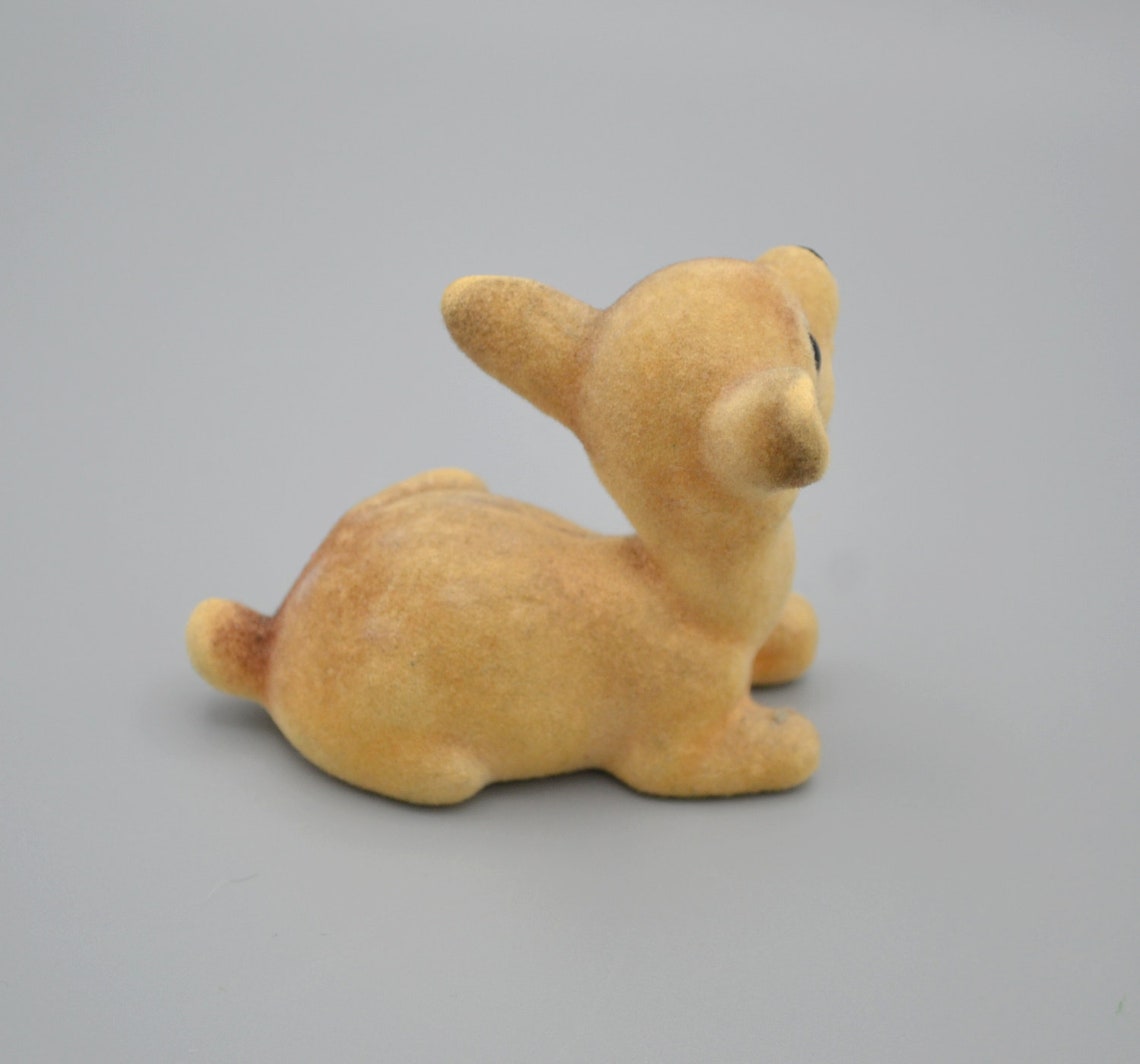 Vintage Flocked Fuzzy Deer Figure Laying Fawn Made in Japan - Etsy