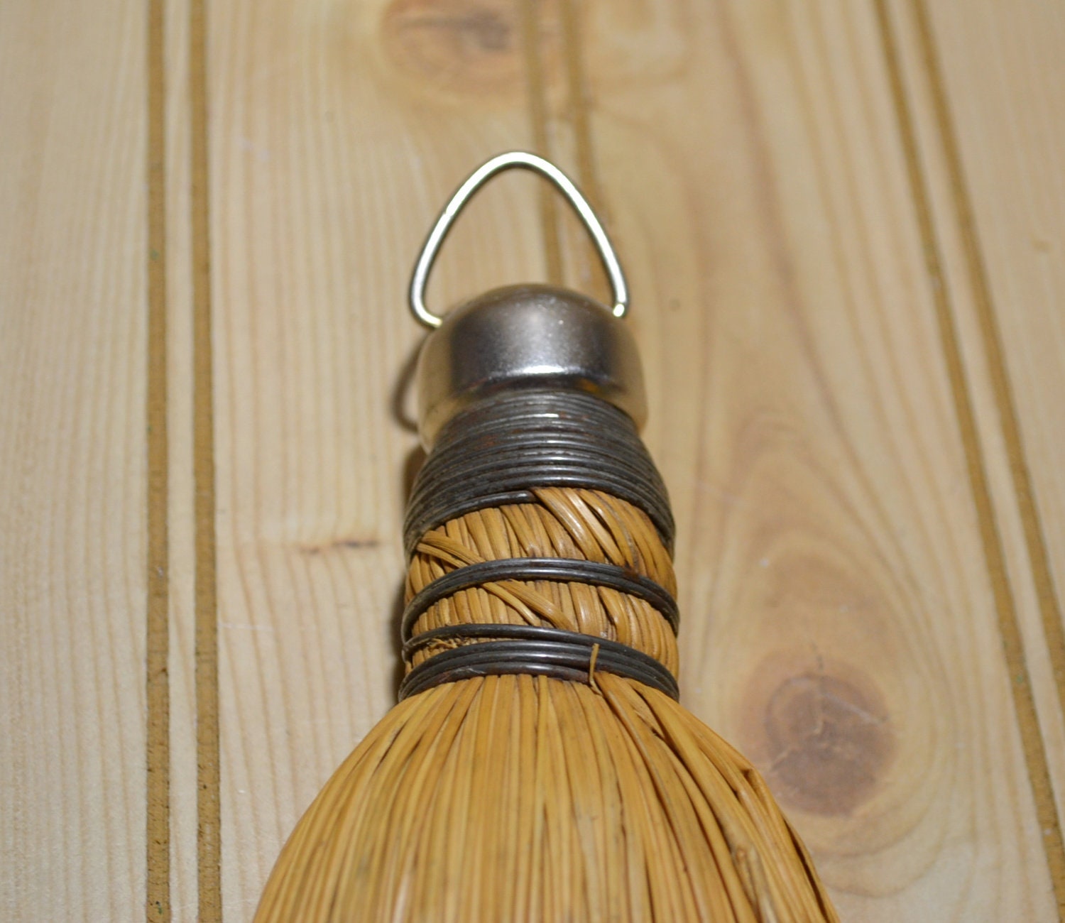 Vintage Straw Whisk Hand Broom Wire Wrapped With Nail Handle Mid ...