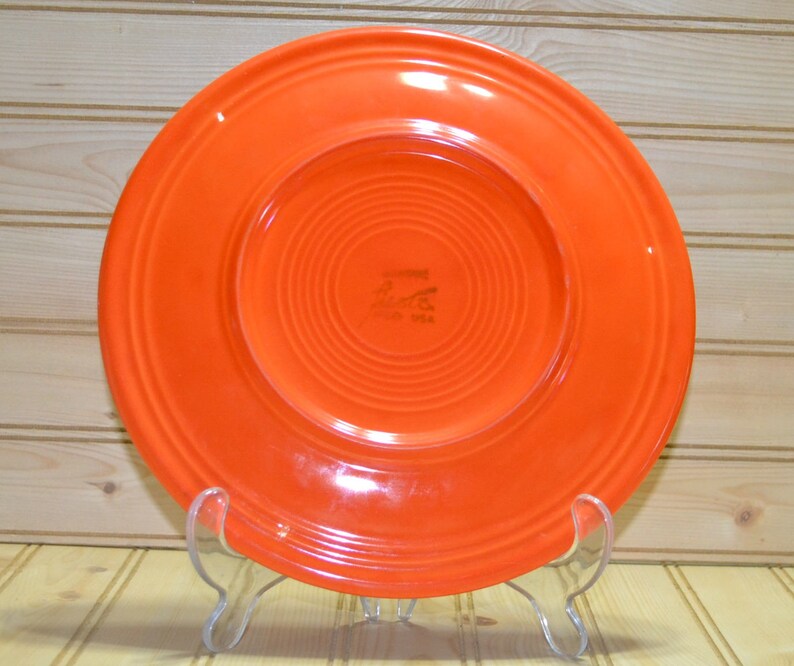 Vintage Red Orange Fiesta Luncheon Plate 9 1/2" Fiestaware Made in USA ...