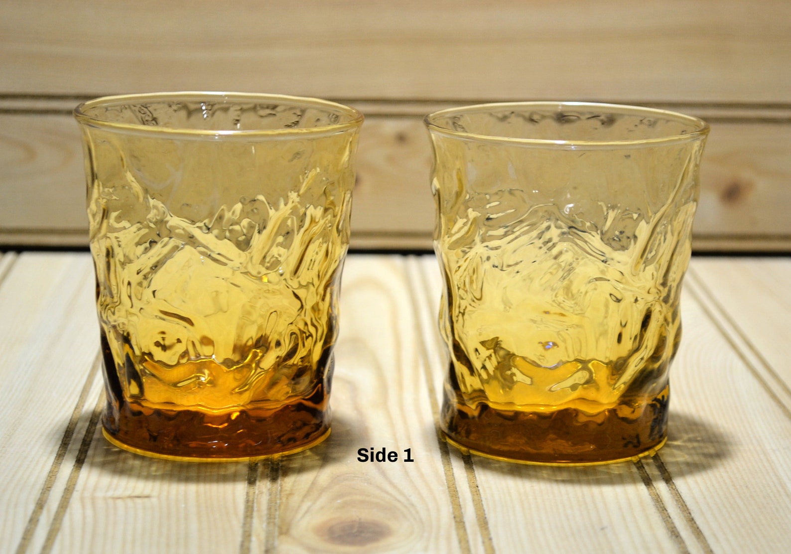 Vintage Amber Yellow Textured Rock Glasses Barware Finger - Etsy