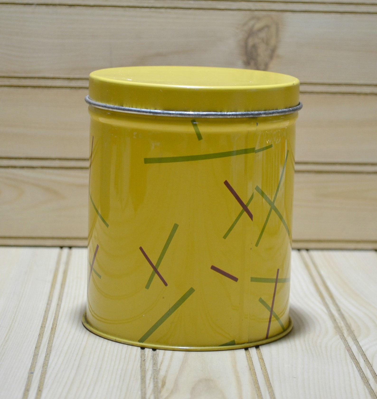 Vintage Yellow Nesco Metal Can Kitchen Storage Mid Century Collectible ...