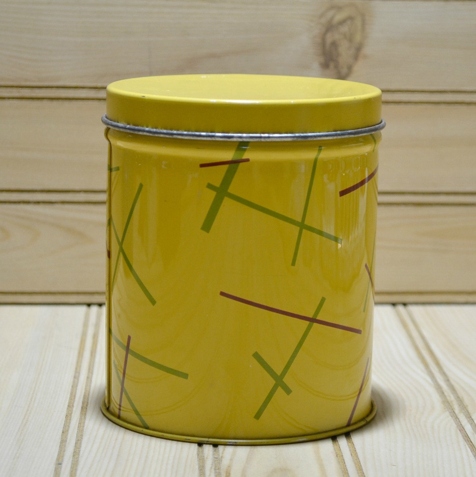 Vintage Yellow Nesco Metal Can Kitchen Storage Mid Century Collectible ...