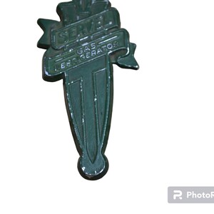 Vintage Gas Refrigerator Emblem Green Metal Old Servel Advertisement ...