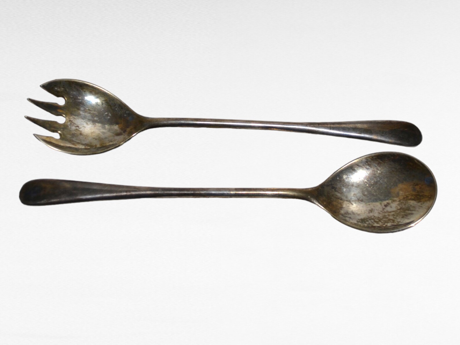 Vintage Italian Silverplate Salad Fork and Spoon Serving Utensil Set ...