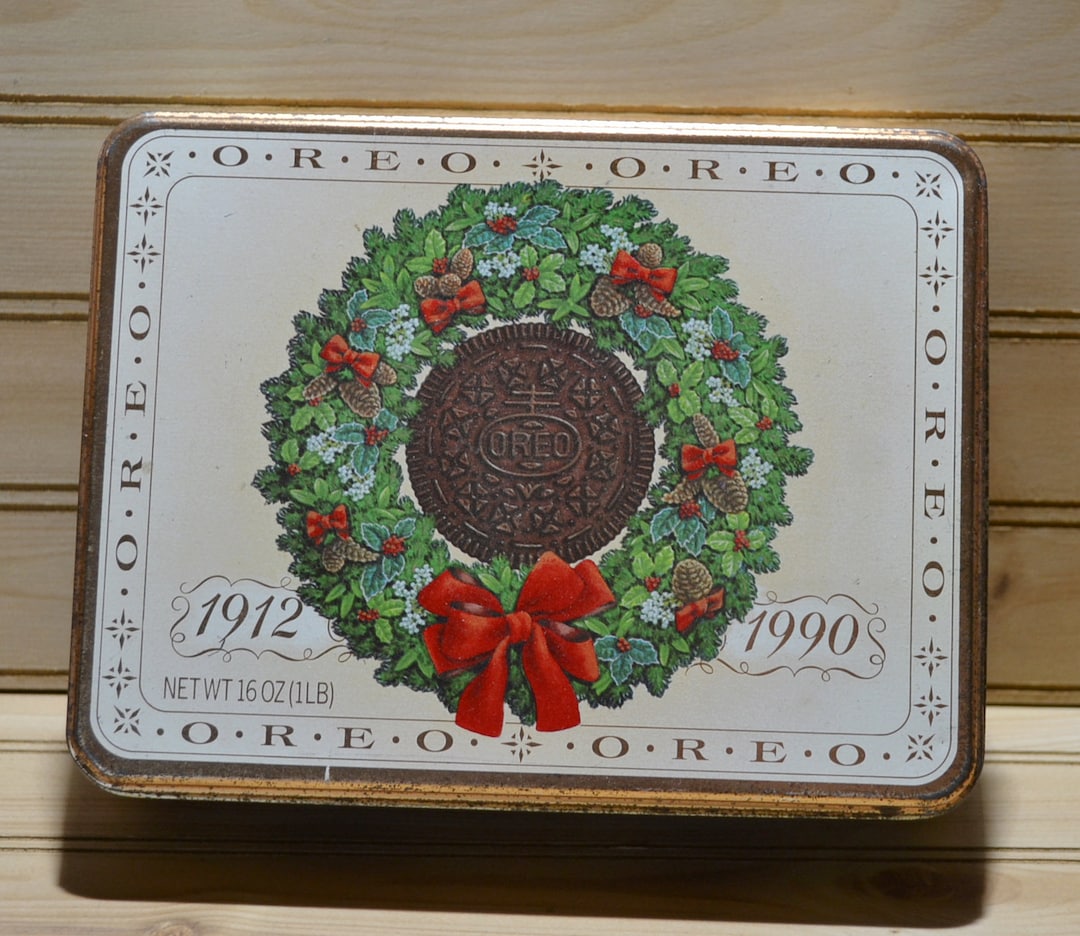 Vintage 1912-1990 Oreo Cookies Christmas Tin Holiday Decoration ...